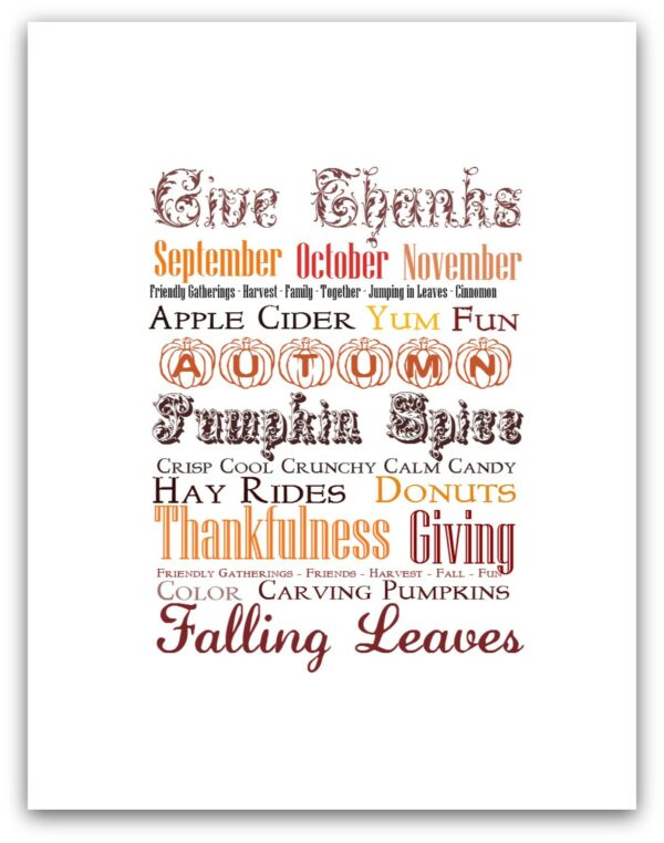 Fall Subway Art Free Printable