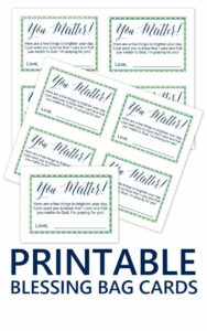 Printable Note Cards to Include in Blessing Bags for the Homeless
