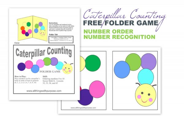 Caterpillar Counting Folder Game
