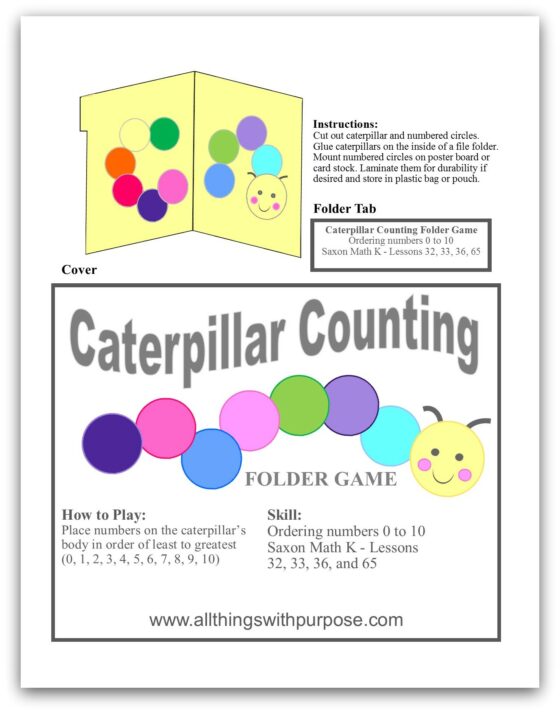 Caterpillar Counting Folder Game