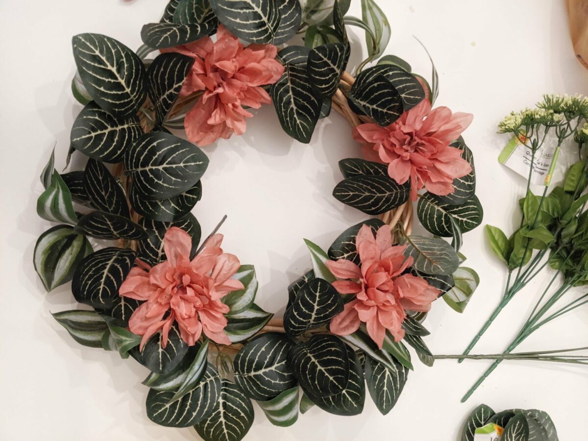 DIY Floral Wreath Using Only Dollar Store Supplies