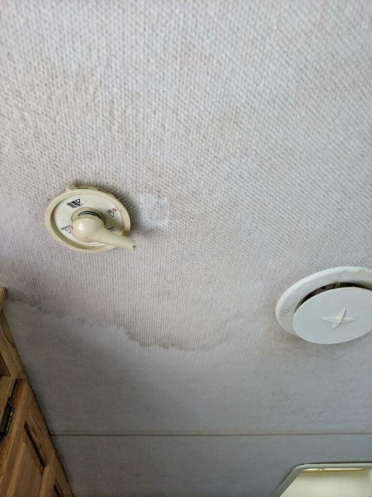 Painting a Stained, Grungy Carpeted Ceiling in an Old RV